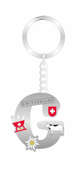 KEYCHAIN -SWISS LETTER G – Swiss Souvenirs and Watches