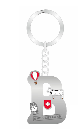 KEYCHAIN -SWISS LETTER B – Swiss Souvenirs and Watches