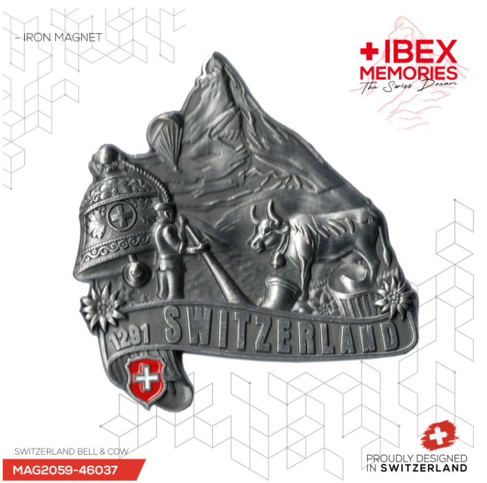 METAL MAGNET SWITZERLAND BELL & COW - 46037 – Swiss Souvenirs and Watches