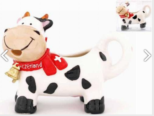 PORCELAIN CREAM POT - COW – Swiss Souvenirs and Watches